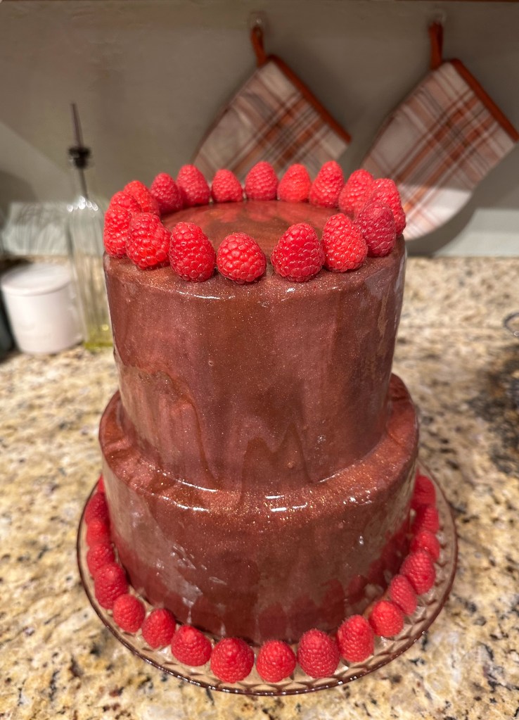 Dark Chocolate Raspberry Mousse Cake with Mirror Glaze – Abby Grace Baking