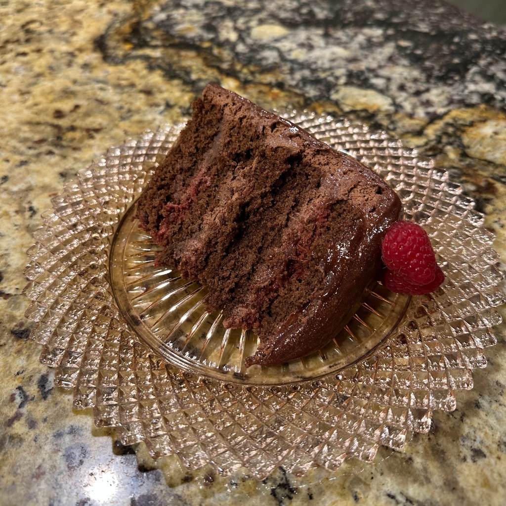Dark Chocolate Raspberry Mousse Cake with Mirror Glaze – Abby Grace Baking